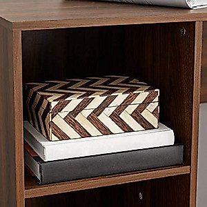 Mainstays Student Desk - Home Office Bedroom Furniture Indoor Desk - Easy Glide Accessory Drawer (Desk Only, Rodeo Oak) (6 Cube Computer Desk, Dark Walnut)