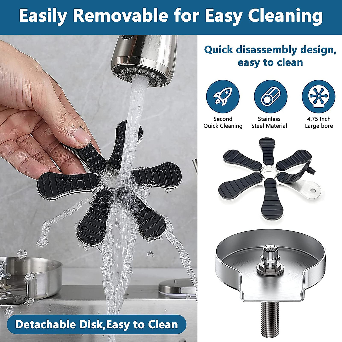 KAGM Glass Rinser for Kitchen Sink, Faucet Glass Washer Cleaner Accessories, Stainless Steel Bar Cup Cleaner for Sink Cup Bottle Washer Kitchen Sink Accessories