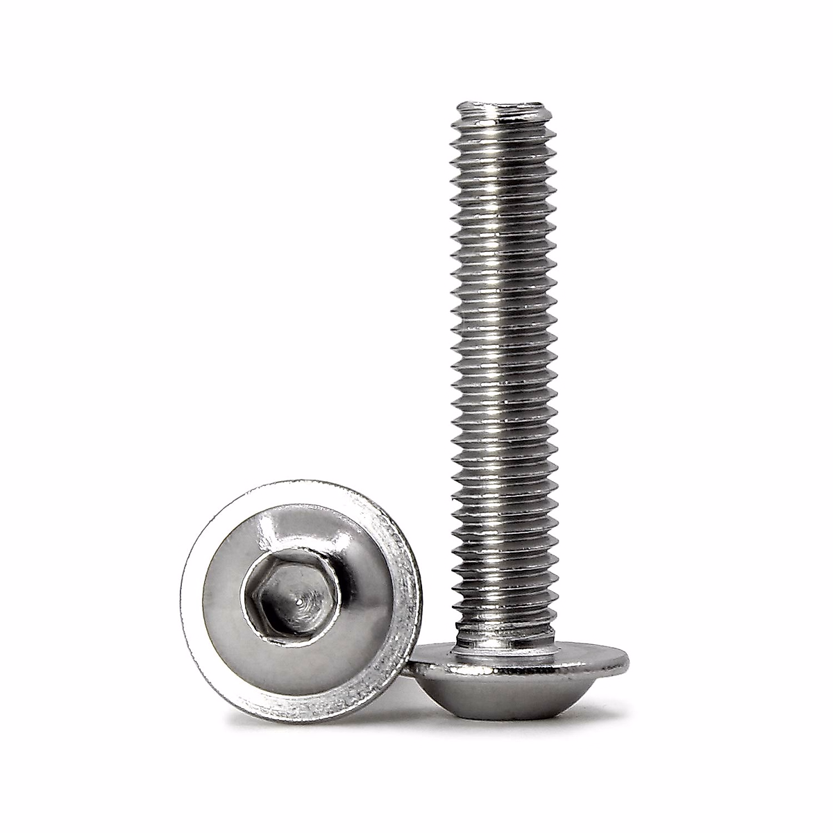 M8-1.25 x 20mm Flanged Button Head Socket Cap Screws, Stainless Steel 304, Allen Socket Drive,Full Thread, Machine Thread,Quantity 10
