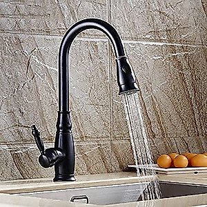Kitchen Kitchen Faucet Basin Mixer Mixer tap Sink Armature Faucet Bath Black Retro accessible Drop Down hot and Cold Full Copper Spinner Turn