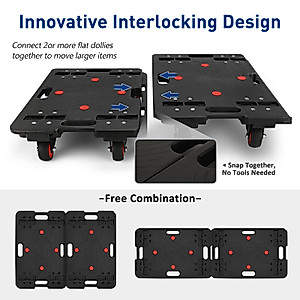 Insdawn Furniture Dolly,Furniture Movers with Wheels, Portable Moving Rollers Leg Dollies for Heavy Furniture, 4 Wheels Flat Dolly, 800 Lbs Capacity, 1 Pack, Black
