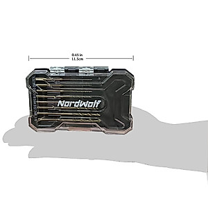 NordWolf 8-Piece M35 Cobalt Multi-Purpose Drill Bit Set, with 1/8" Straight Round Shank for Rotary Tools, SAE Sizes 1/32"(x2)-3/64"-1/16"-5/64"-3/32"-7/64"-1/8" in Storage Case