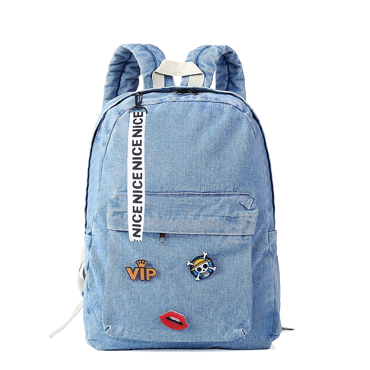 zijie Denim Backpack for girls, women Classic Retro Bookbags children teen School Bag Jeans Backpack for college