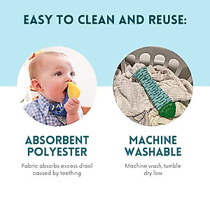 Tasty Tie Teething Tie, 3-in-1 Clip-on Baby Tie, Crinkle Toy & Silicone Teether for 3-18 Month Babies, Unique Baby Boy Gift, Shark Style