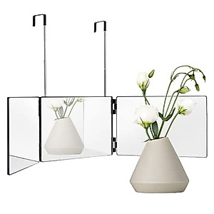 YARRD 3 Way Mirror for Hair Cutting Trifold Mirror 360 Mirror for Women for Braiding Shaving Grooming Hair Styling Dye Hair and Makeup Black Without LED