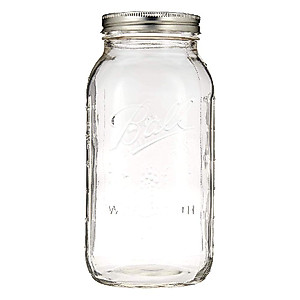 Ball Wide Mouth Half Gallon 64 Oz Jars with Lids and Bands, Set of 6, Clear