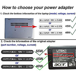 19V 3.42A 65W Replacement Laptop Battery Charger for Acer ChromeBook C720 C720P AC Adapter Power Supply Cord