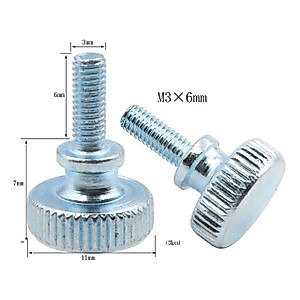 LBY 30pcs Knurled Hand Screw, M3 x 6mm Flat Knurled Head Fully Threaded Thumb Screws(Double Layer Step), Carbon Steel Galvanize