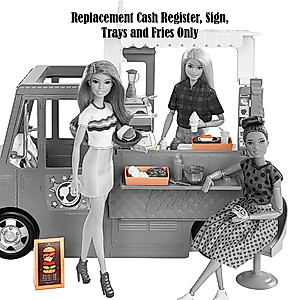 Replacement Parts for Fresh 'n Fun Food Truck Barbie Doll Playset - GMW07 ~ Replacement Cash Register, Sign, Trays and Fries