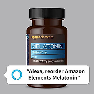 Amazon Elements Melatonin 3mg, Helps with occasional sleeplessness, Vegan, Unflavored, 260 Tablets, 8 month supply (Packaging may vary)