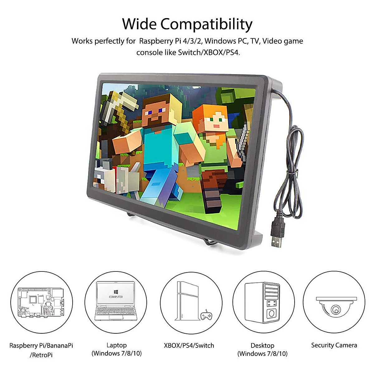 ELECROW 10.1 Inch Touchscreen Monitor Compatible with Raspberry Pi Screen 1920X1080p IPS Monitor VGA HD Display for Laptop Jetson Nano Win PC (Touch Sceen Version)