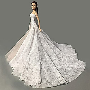 Princess Evening Party Clothes,White 11.5 Inches Fashion Wedding Dress for Doll Clothes Party,Gift for Kids 3 to 8 Years Old