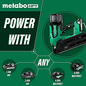 Metabo HPT Cordless Framing Nailer Kit, 18V, Brushless Motor, 2" Up To 3-1/2" Framing Nails, Compact 3.0 Ah Lithium Ion Battery, Lifetime Tool Warranty (NR1890DRS)