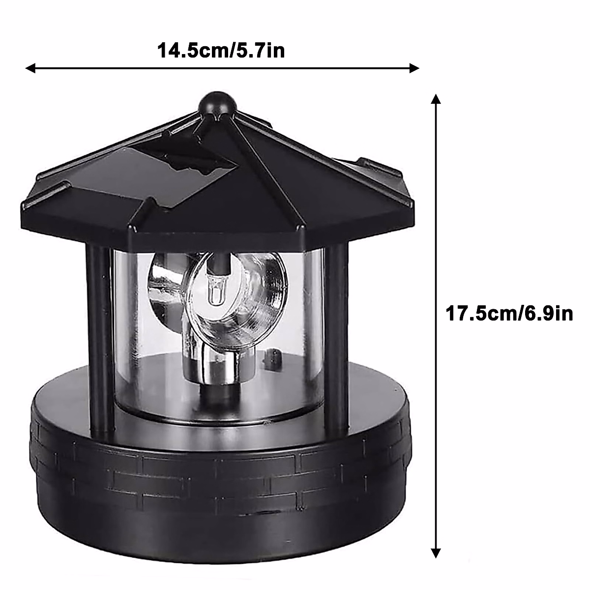 VLUOO Lighthouse Solar Lights 360 Degree Rotating Lighthouse Beacon Led Solar Lighthouse Light Outdoor Waterproof Led Solar Powered Lighthouse Garden Decor for Outside