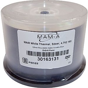 MAM-A 50-Pack 4.7V2 16X Silver DVD-R 30163131-50PK 120mm RecordableDigital Disc