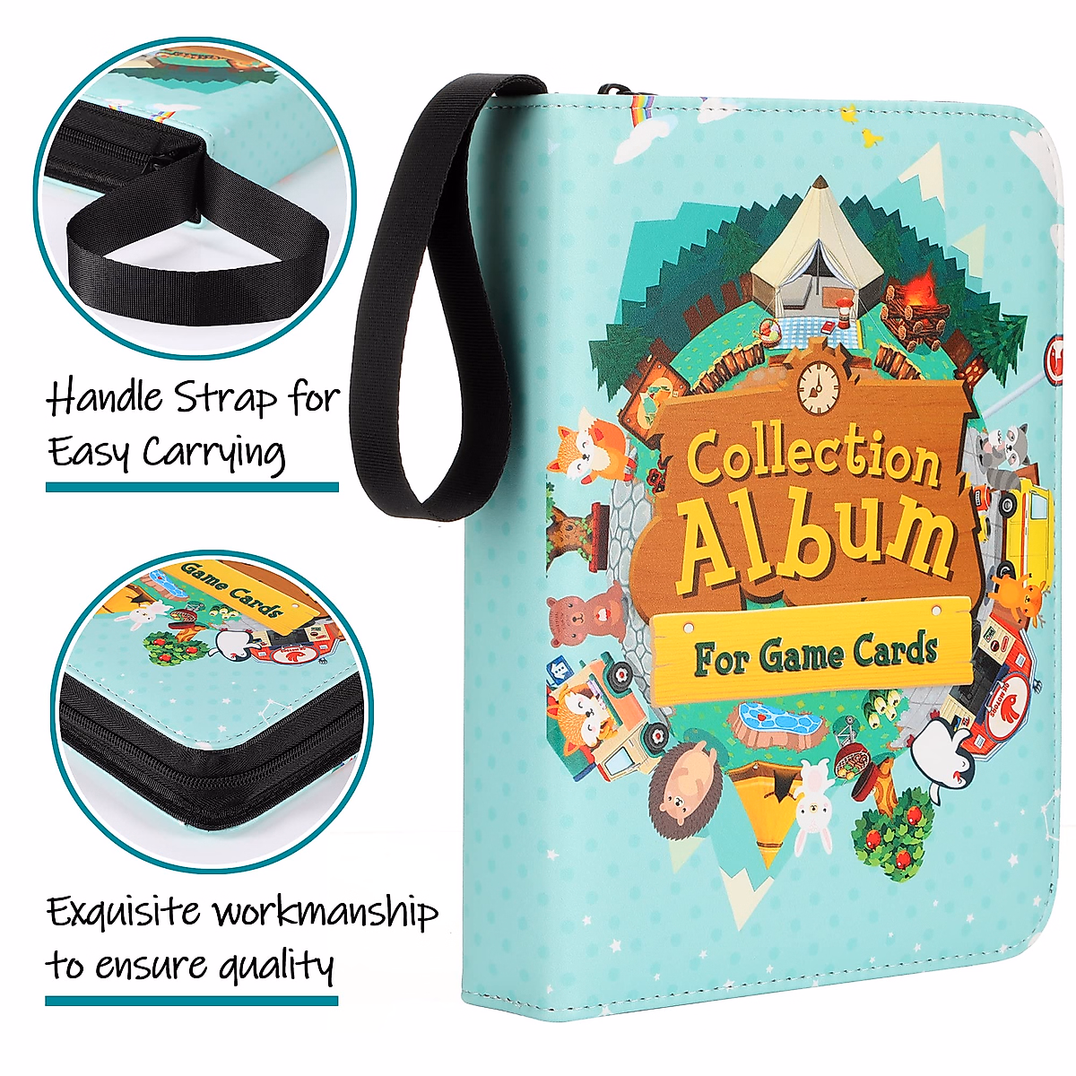 500+ Game Card Holder Compatible with Animal Crossing Mini Amiibo Cards, Cartridges Organizer Binder fit for Nintendo Switch PS Vita Games SD Memory Cards