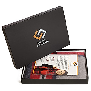 CANDOR AND CLASS Women's 100% Pure Cashmere Scarf, Solids, Plaids, Soft Cashmere Scarfs for Women and Men, Gift Box (Solid Red)