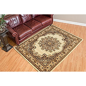 United Weavers Dallas Floral Kirman Area Rug - Ivory, 8x11, Traditional Indoor Floor Rug with Jute Backing
