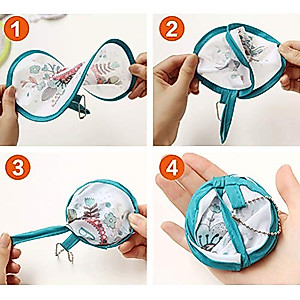 NUOBESTY Foldable Fan Japanese Style Handheld Round Folding Fan Great for Wedding Birthdays Decoration,4pcs