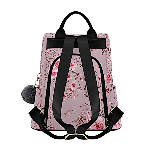 ALAZA Pink Floral Cherry Blossom Backpack Purse for Women Anti Theft Fashion Back Pack Shoulder Bag