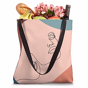 aesthetic minimalistic drawing female face Abstract line art Tote Bag