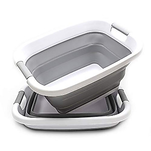 SAMMART Set of 2 - 25L (6.6 gallon)Collapsible Laundry Basket/Tub-Foldable Storage Container / Organizer-Portable Washing Bin - Space Saving Hamper, Water capacity: 20L (5.28 gallon) (2, Grey)