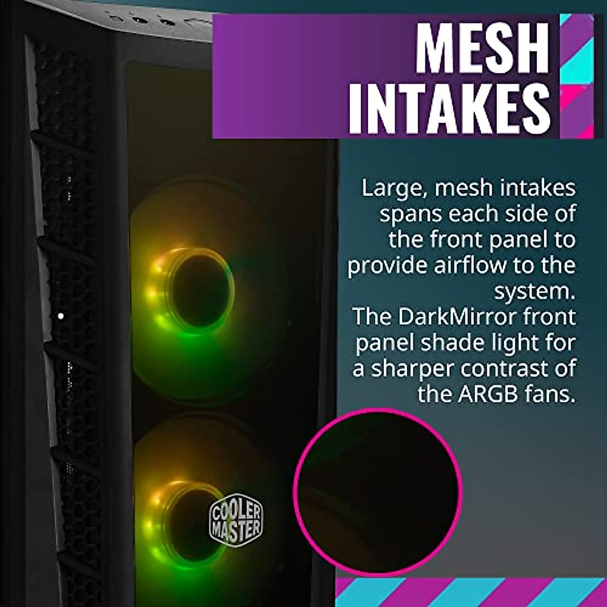 Cooler Master MasterBox MB320L ARGB Micro-ATX with Dual ARGB Fans, DarkMirror Front Panel, Mesh Front Intake Vents, Tempered Glass Side Panel & ARGB Lighting System