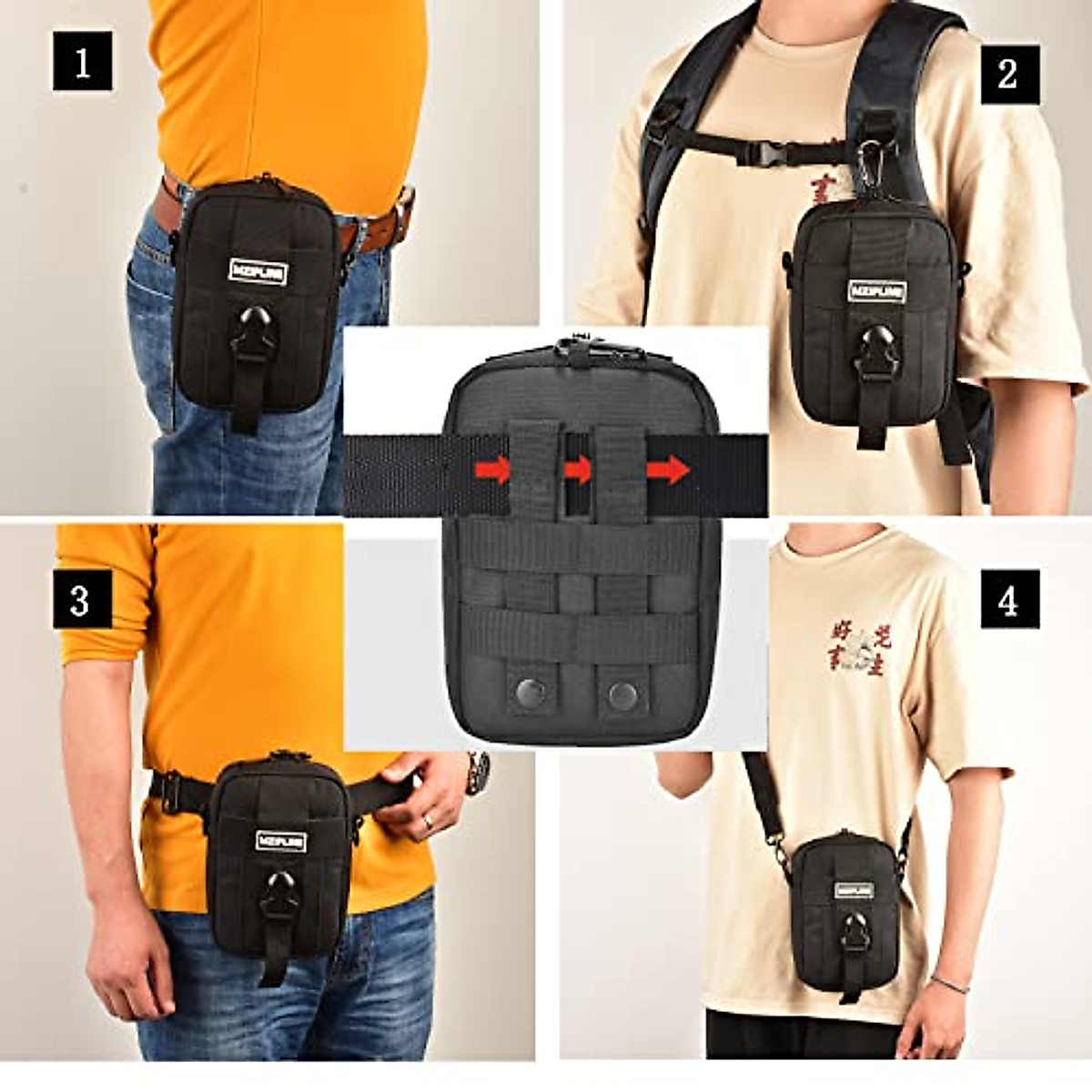 MZIPLINE Tactical Package-Smell Proof-Bag Crossbody Sling Shoulder Bags with Carbon Lining for Man (Black S)