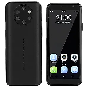 VINGVO Mini Mobile, 4G Mini Smartphone 8MP and 13MP Dual Cards Dual Standby with Charging Cable for School (Black)