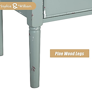 Sophia & William Accent Cabinet, Antique Buffet Cabinet, China Cabinets with Glass Doors and Drawer for Living Room Dining Room Kitchen, Mint Green