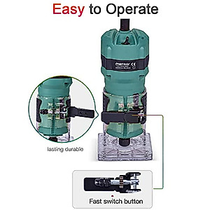 Mootikar Compact Wood Palm Router Tool Hand Trimmer Woodworking Joiner Cutting Palmming Tool 30000R/MIN 800W 110V with 12PCS 1/4" Router Bits