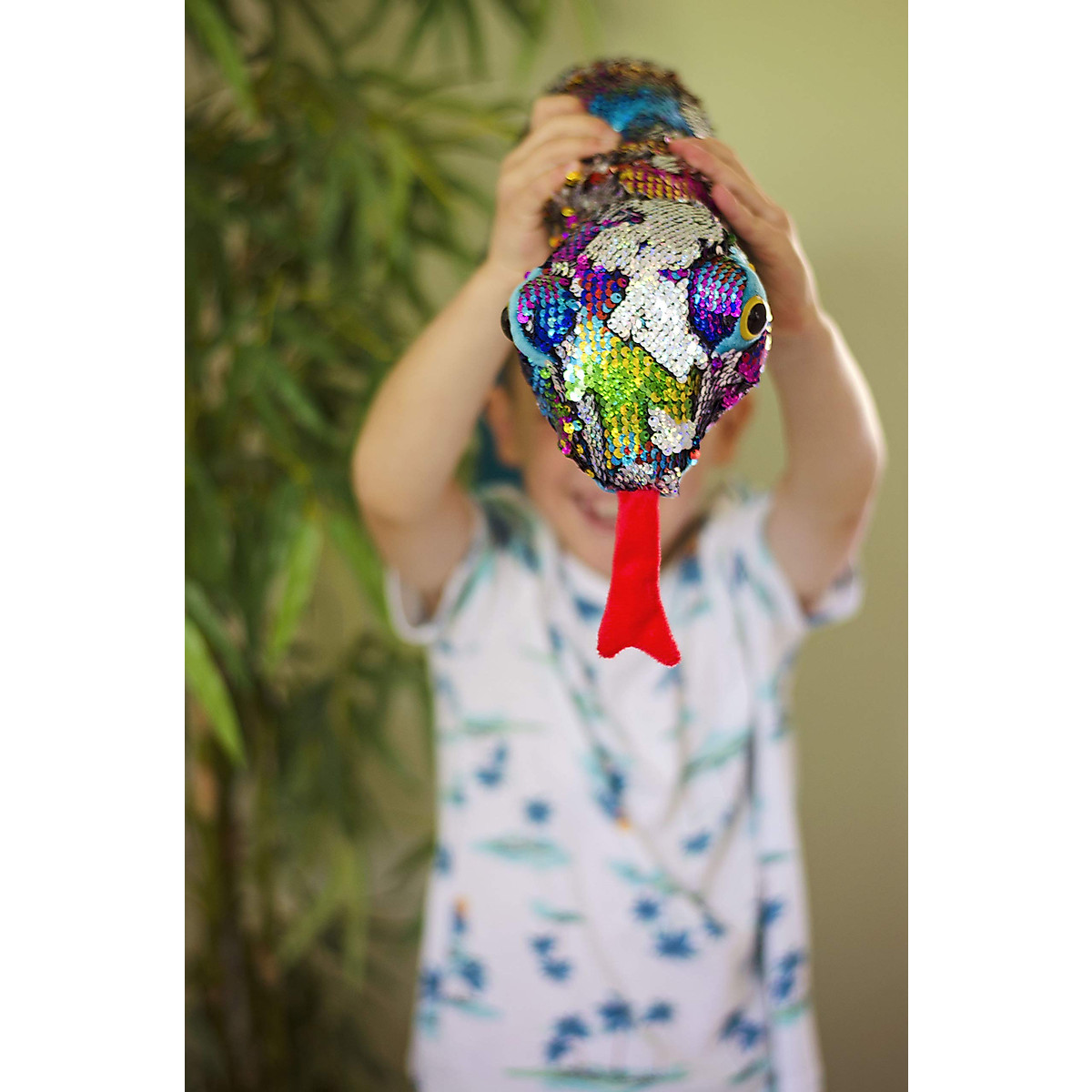 LMC Products Rainbow Flip Sequin Stuffed Snake - Reversible Sequin Pet Snake Stuffed Animal - Giant 60 inches long