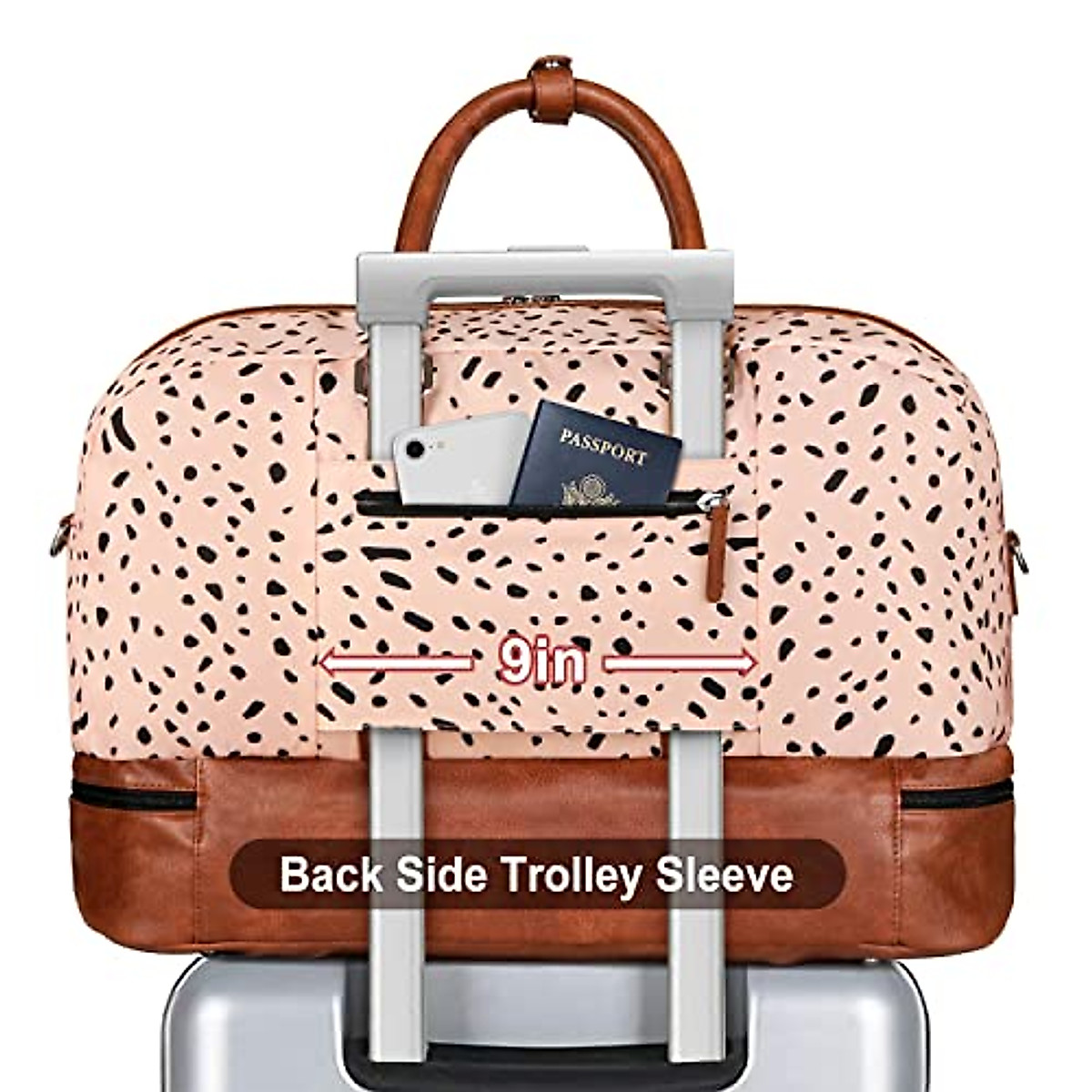 Weekender Bags for Women, Large Overnight Bag Canvas Travel Duffel Bag Carry On Tote with Shoe Compartment 21" for Women & Men 3Pcs Set