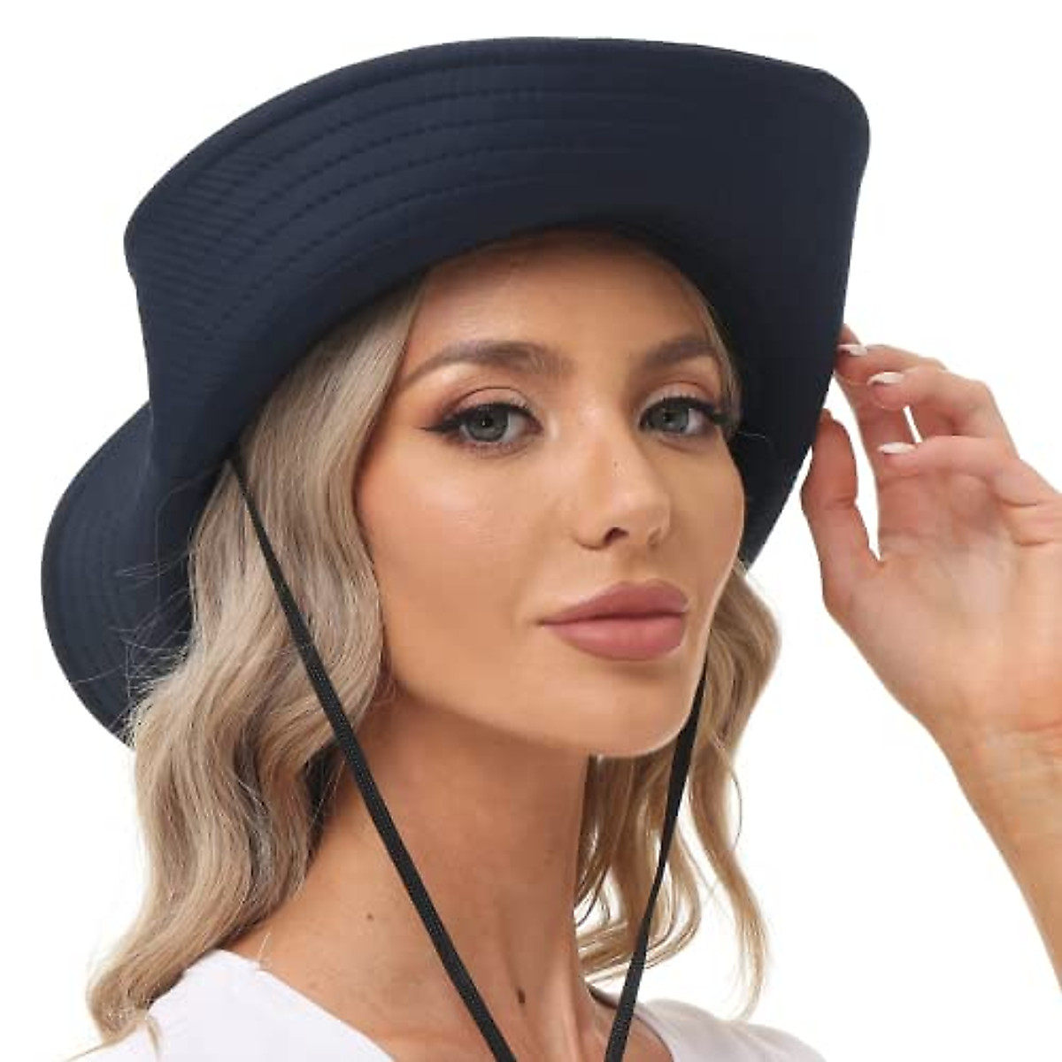 Sun Hat Women-Wide Brim Hiking Hat Women UV Protection Gardening Hat, Foldable & Waterproof Fishing Hat for Women Navy Blue