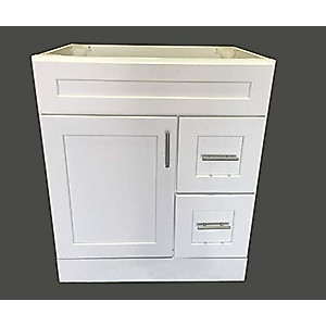 Green Leaf New White Shaker Single-Sink Bathroom Vanity Base Cabinet 30" Wide x 21" Deep WS-V3021DLR