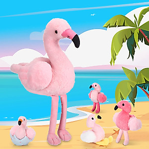 Skylety 6 Pieces Plush Flamingo Stuffed Animal 20 Inch Mommy Stuffed Flamingo with 4 Flamingo and 2 Eggs Pink Flamingo for Decoration Valentines Party Favors Christmas