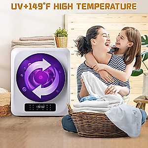 Portable Dryer for Apartments, Front Load 120 V Electric RV Dryer with Smart Moisture Sensor, LCD Control Panel Tumble Portable Clothes Dryer Machine with Stainless Steel Drum for Apartment, Dorm and Home 850W, White 9 LBS