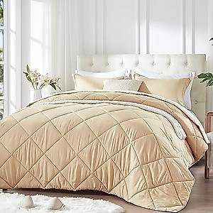 NexHome Twin Comforter Set - Khaki Comforter Twin Size Bedding Set - Soft Down Alternative Comforter Bed Set All Seasons 2 Pieces for Kids Boys Girls- 1 Comforter (68"x88") + 1 Pillow Sham (20"x26")