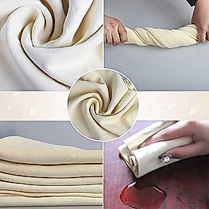 (1 Pack) Car Natural Chamois Cleaning Cloth, AutoCare Genuine Deerskin Leather Auto Car Wash Drying Towel,Super Absorbent (30 x 50 cm)