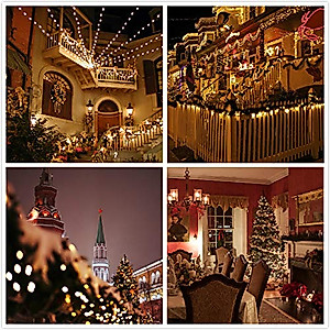 EXF 2-Pack Connectable Christmas Lights, Total 240LED Waterproof Clear Wire String Lights Indoor/Outdoor, 8 Modes Twinkle Lights for Room, Garden, Xmas Tree Decorations (Warm White)