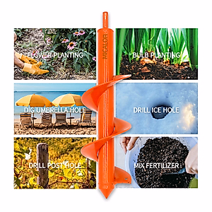 MICALOR Auger Drill Bit for Planting Set of 4, Garden Ground Earth Spiral Drill Bit for 3/8" Hex Drive Drill, Easy Bulb Auger for Post Hole Digger Flowers