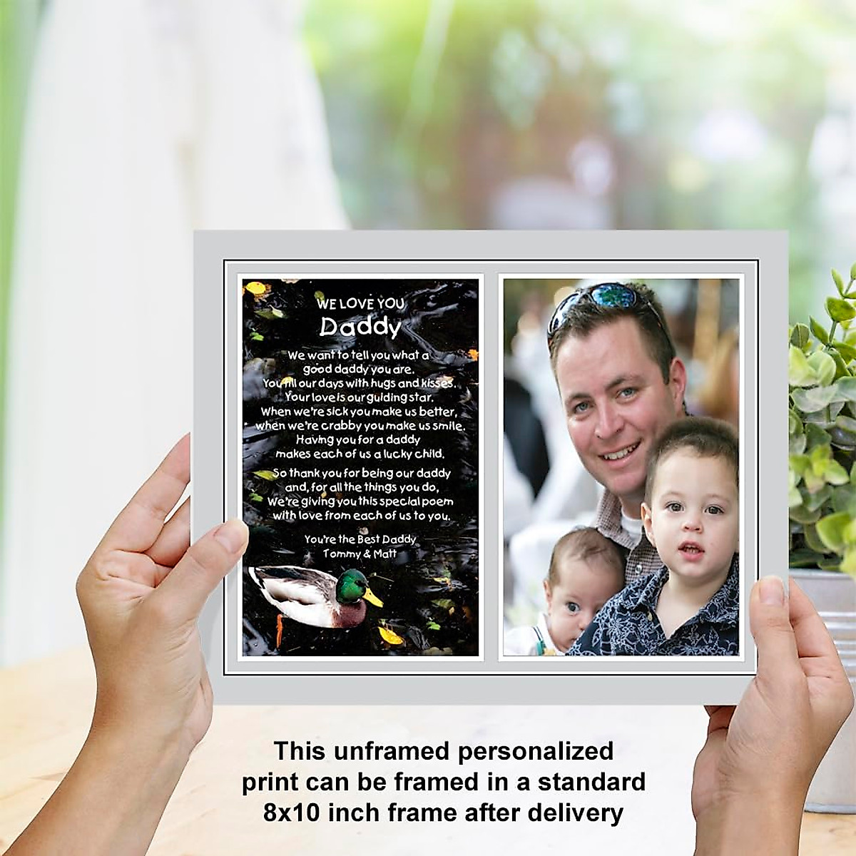 Daddy Poem from Daughters and Sons for His Birthday or Valentine's Day, 8x10 Inch Print Personalized with Names and Photo