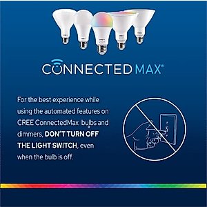 Cree Lighting Connected Max Smart Led Bulb Par38 Outdoor Flood Tunable White + Color Changing, 2.4 Ghz, Works With Alexa And Google Home, No Hub Required, Bluetooth + Wifi, 1Pk