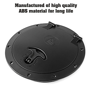 Anndason 8'' Black Deck Plate Kit Deck Hatch with Storage Bag for Fishing Kayak Boating