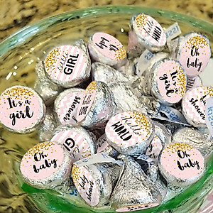 180 Baby Shower Chocolate Drops Labels - Kisses Candy Stickers,Baby Shower Favors, Baby Shower Party Supplies Baby Shower Favors for Girl,0.75 Inches.