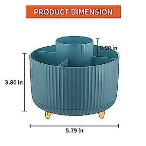 Marbrasse Desk Organizer, 360-Degree Rotating Pen Holder for Desk, Desk Organizers and Accessories with 5 Compartments Pencil Organizer, Art Supply Storage Box Caddy for Office, Home （Dark Green）