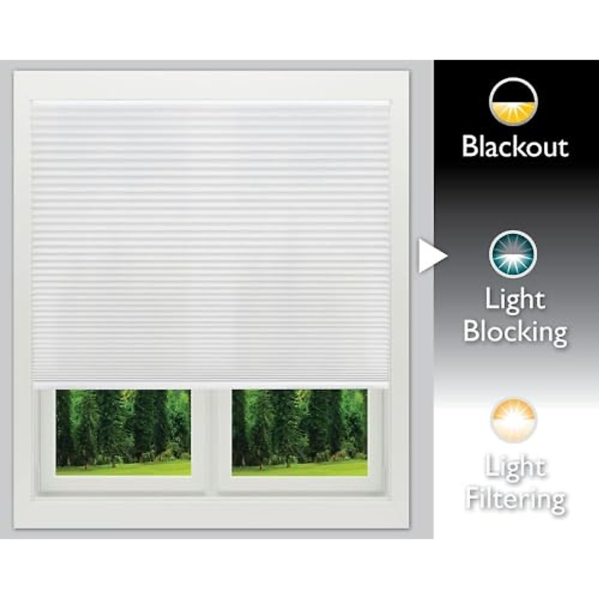 Redi Shade No Tools Easy Lift Trim-at-Home Cordless Pleated Light Blocking Fabric Shade White, 30 in x 64 in, (Fits windows 19 in - 30 in)