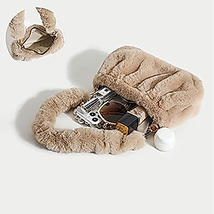 aiunone Furry Handbag Women's Shoulder Bag - Fashion Women's Evening Purse Faux Fur Bag Autumn Winter Handbag