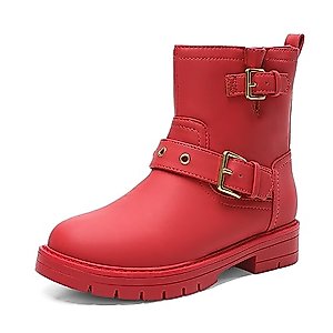 DREAM PAIRS Girls Ankle Booties Waterproof Side Zipper Boots Sdbo2305k Red Size 2 Little Kid