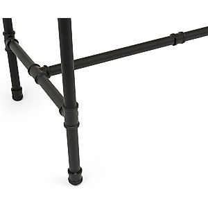 Displays2go, Pipe Display Table with Removable Shelf, Metal and Pine Wood Construction – Natural Top, Black Hardware Legs (PPLNNSTLGB)